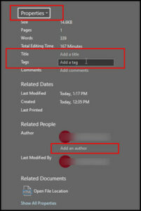 Add, View, or Change Document Properties in MS Word