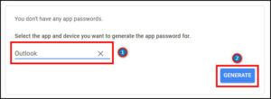Generate Application Specific Password Required for Outlook