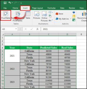 Excel: Insert a Clustered Column Pivot Chart [3 Steps]