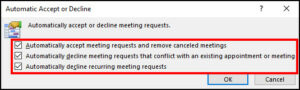 Automatically Accept or Decline Meetings in Outlook
