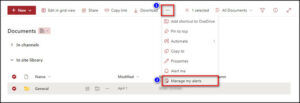 Create SharePoint Alerts [Manage, View, or Delete Alerts]