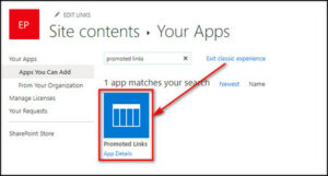 Add Promoted Links in SharePoint [Use Promoted Links App]