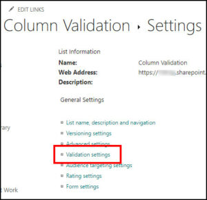 Column Validation in SharePoint [Add List/Library Formula]