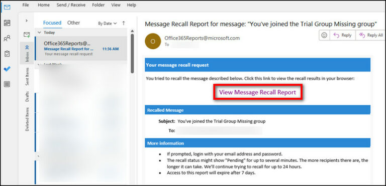 [Fixed] Unable to View Message Recall Report in Outlook